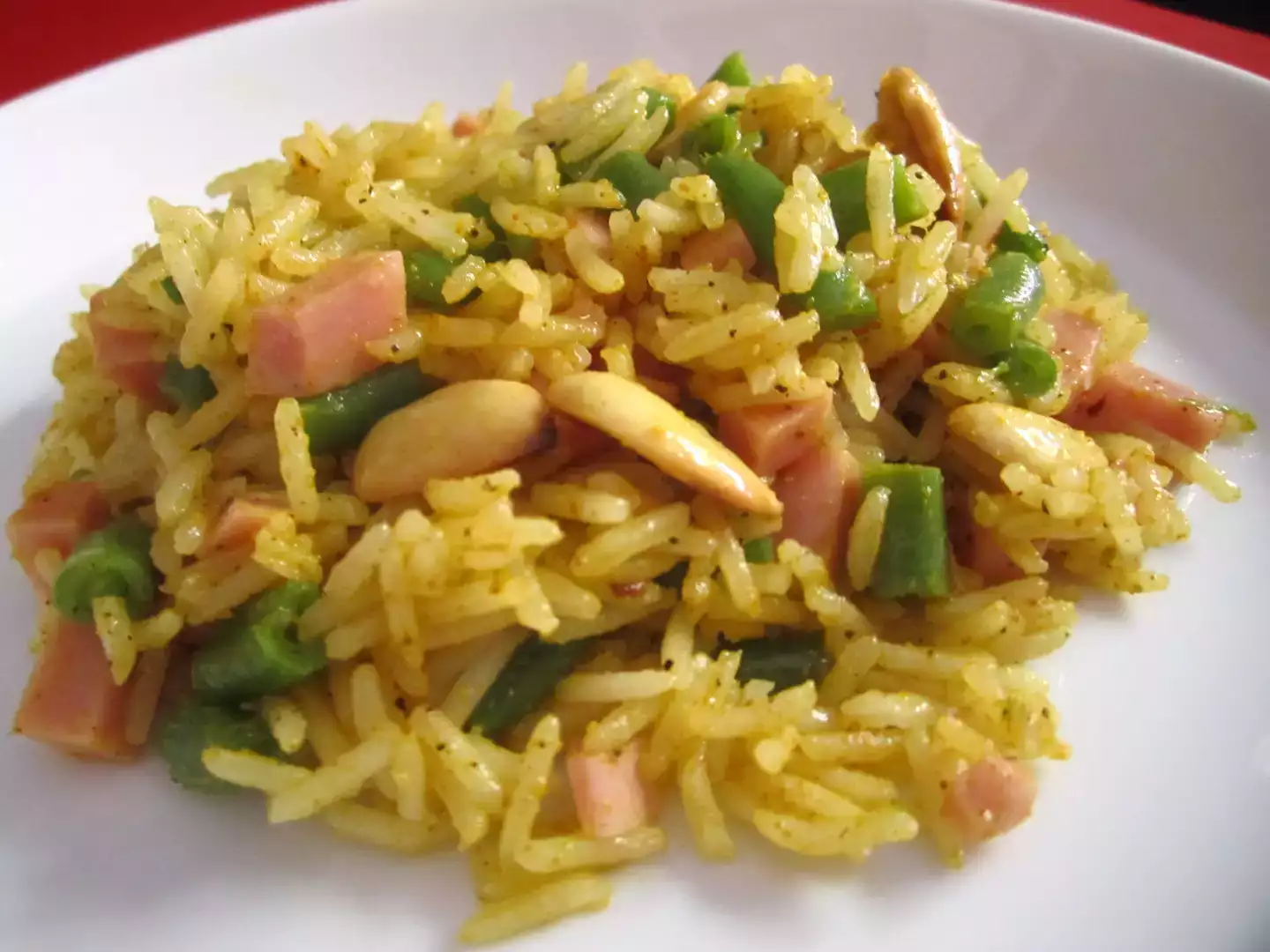 Ricetta riso giallo con fagiolini e prosciutto cotto