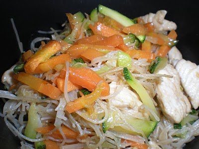 Ricetta spaghetti di riso con pollo