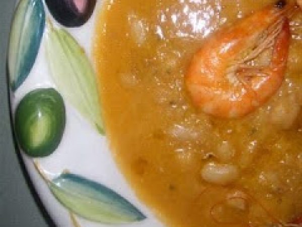 Ricetta di zuppa di ceci, fagioli e gamberi